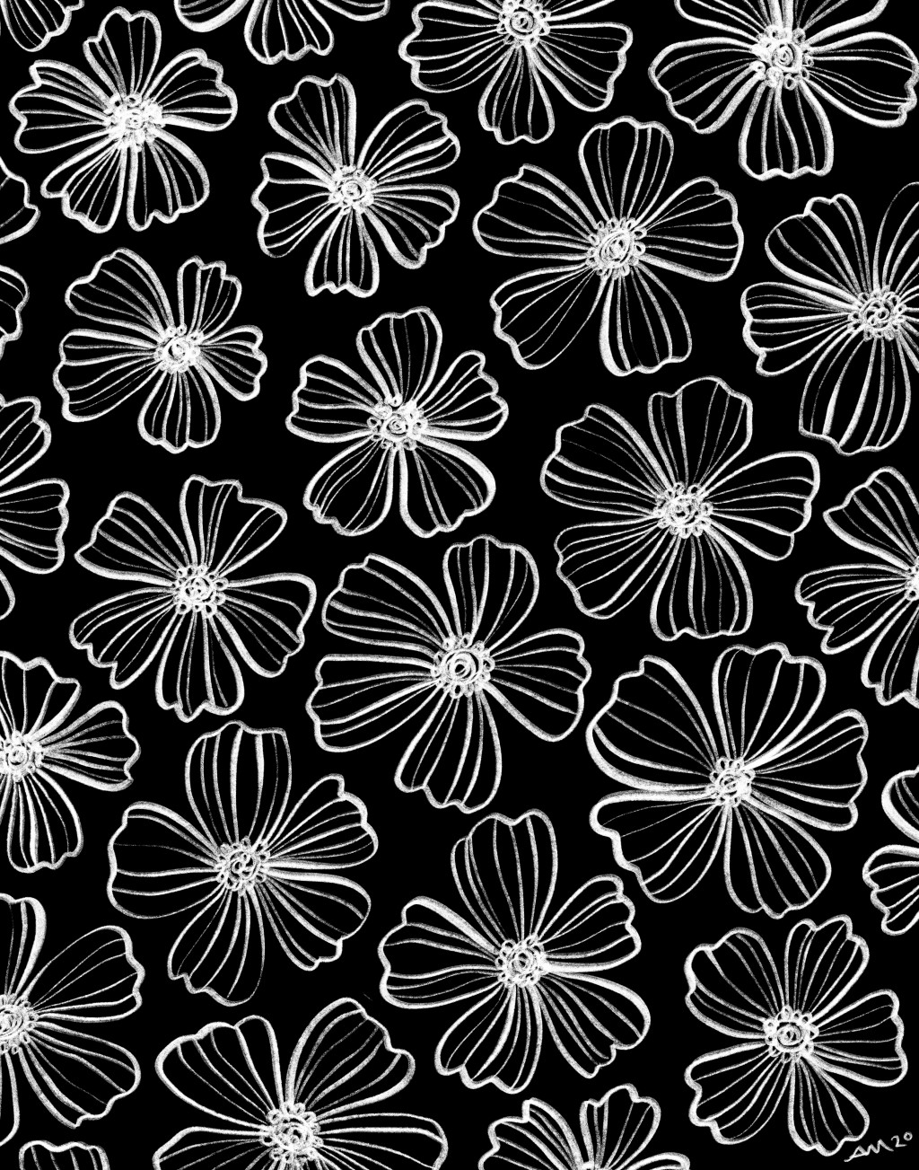 Negative Flowers drawing by Angela Martini | Doodle Addicts