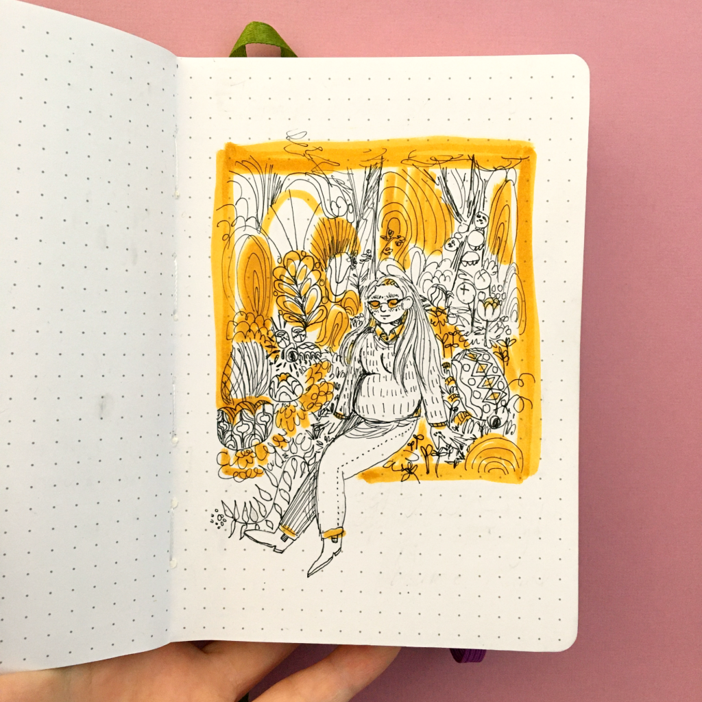 Self-portrait Time drawing by Tricia Clark | Doodle Addicts