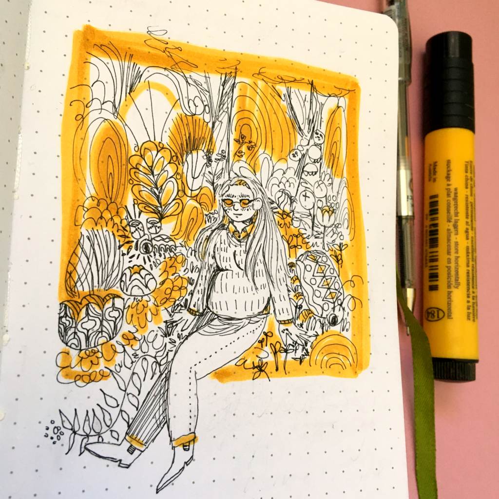 Self-portrait Time drawing by Tricia Clark | Doodle Addicts