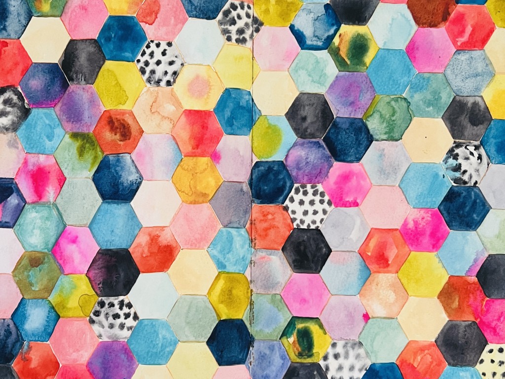 Watercolor Hexagons drawing by Steph | Doodle Addicts