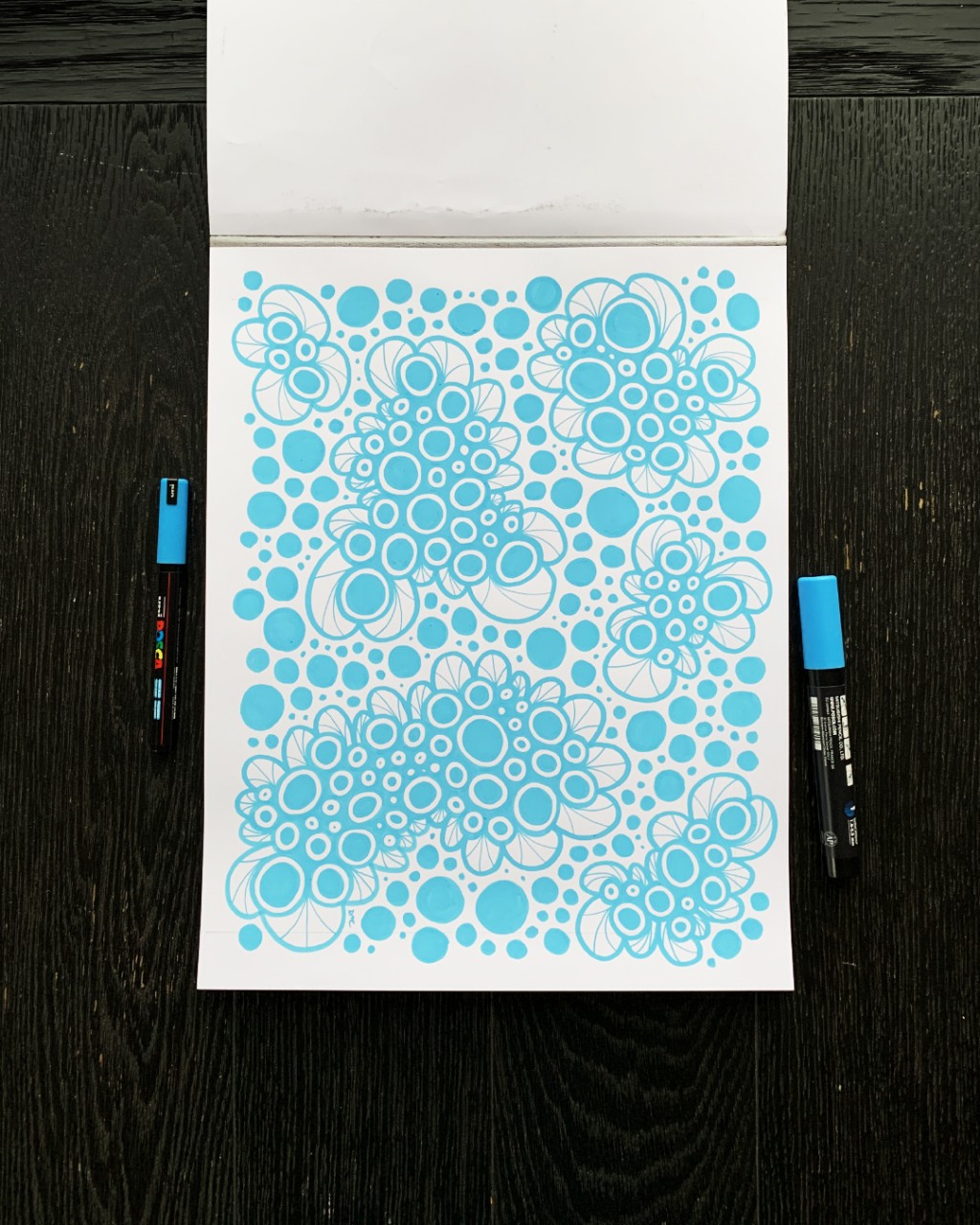Pattern Study 20: Light Blue drawing by Debbie Clapper | Doodle Addicts