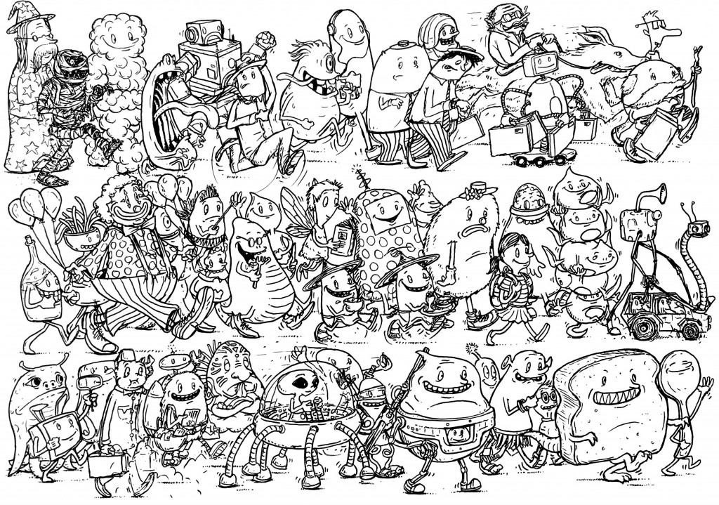 Procession drawing by Chris Fraser | Doodle Addicts