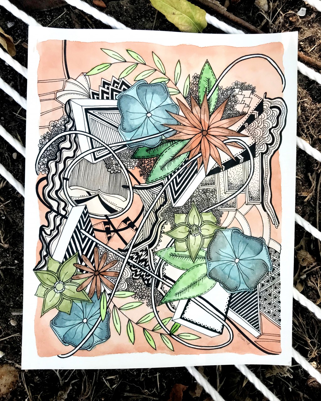 Colorful abstract nature drawing by Nai Obeid | Doodle Addicts