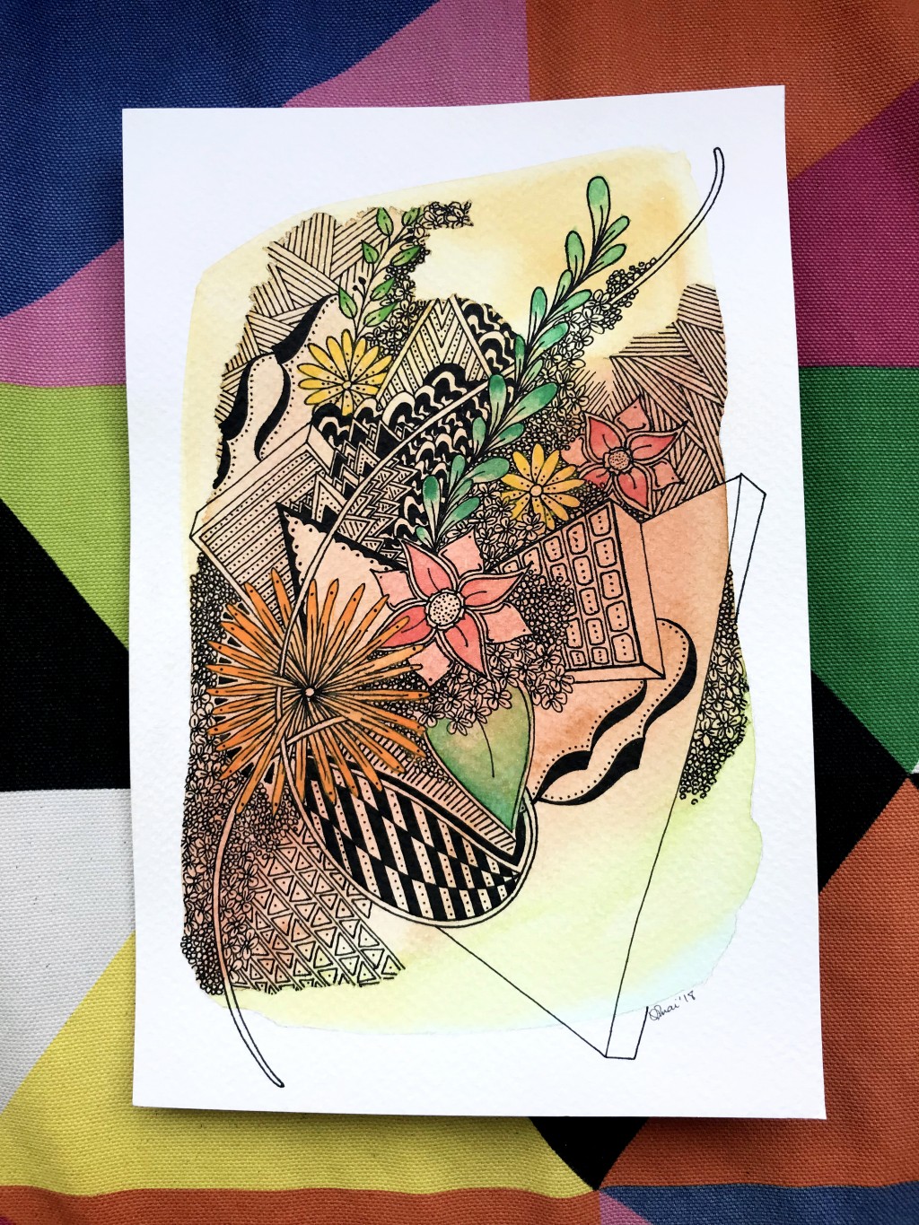 Abstract floral conglomerate drawing by Nai Obeid | Doodle Addicts