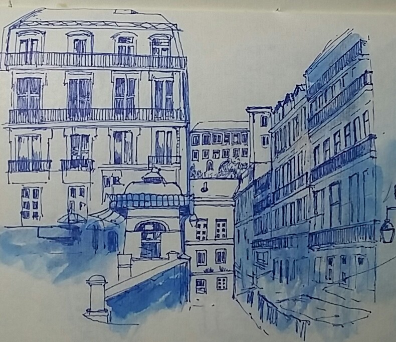 Buildings in Portugal drawing by Val Myburgh | Doodle Addicts