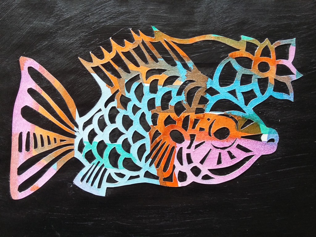 Paper cut-out fish drawing by Val Myburgh | Doodle Addicts