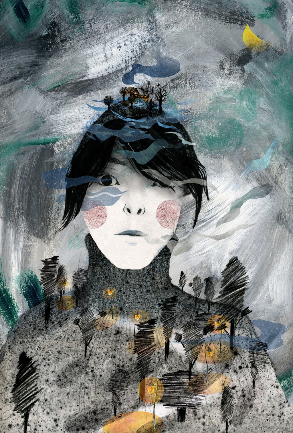 emotional self-portrait drawing by Ania Pawlik | Doodle Addicts