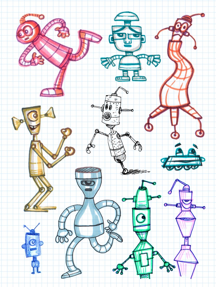 Robots drawing by Kfir Weizman | Doodle Addicts
