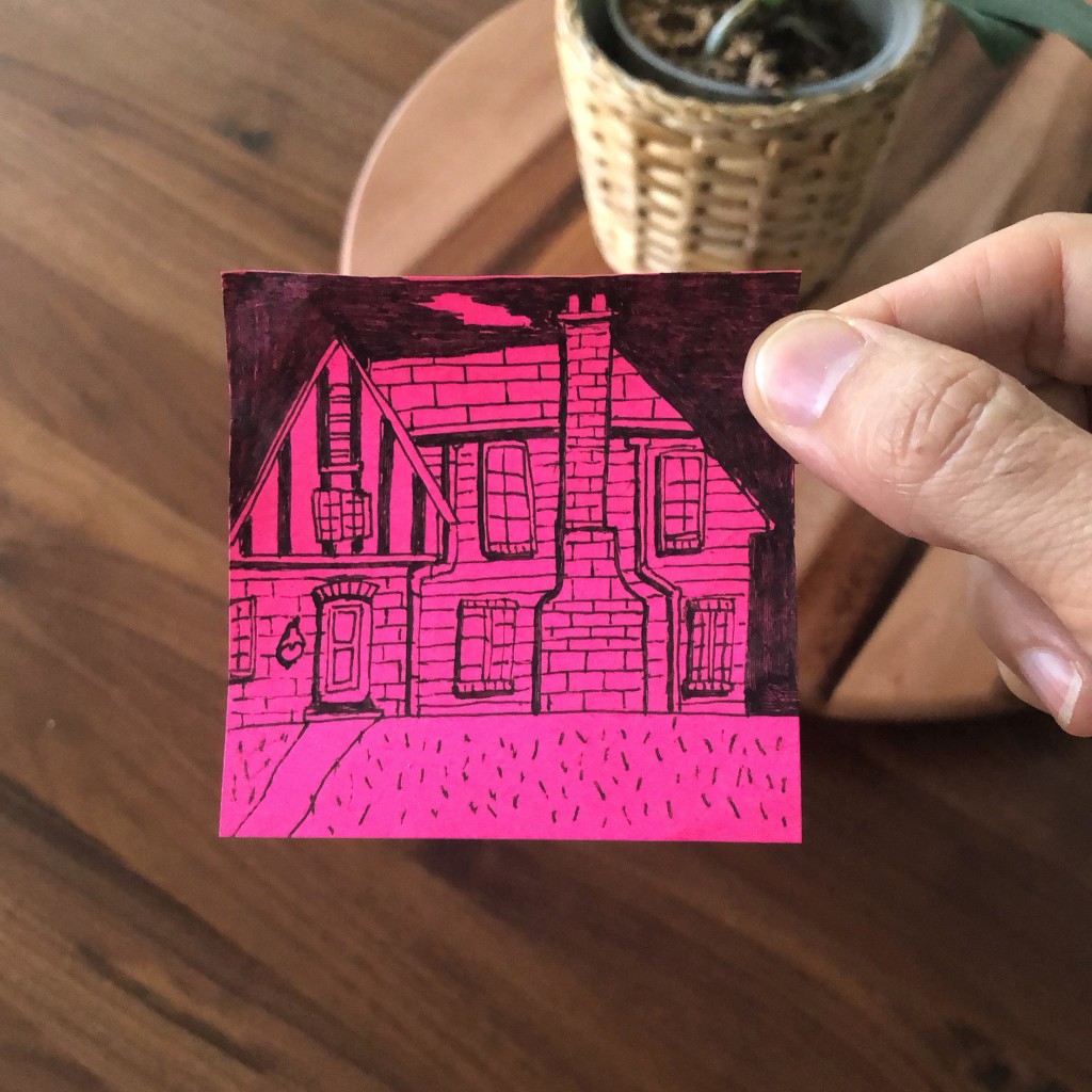 Post-it Note Brick House drawing by OKAT | Doodle Addicts