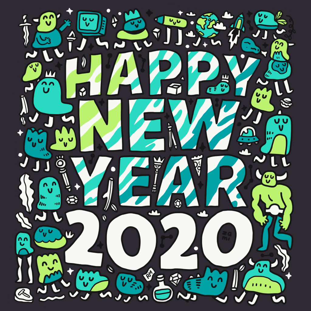 Happy 2020 new year! drawing by zamzammee | Doodle Addicts