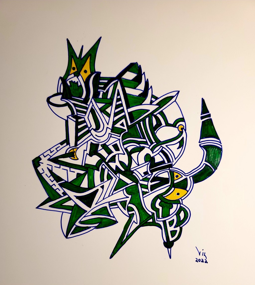 Green Meanie drawing by Gabriel Pascarella | Doodle Addicts