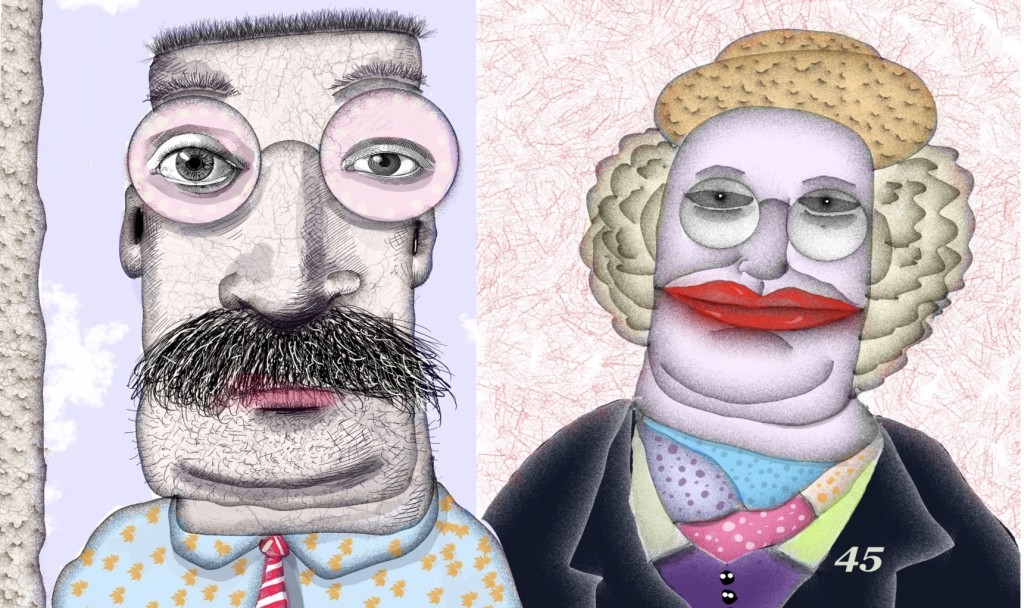 A couple of knuckleheads drawing by Jonathan plotkin | Doodle Addicts