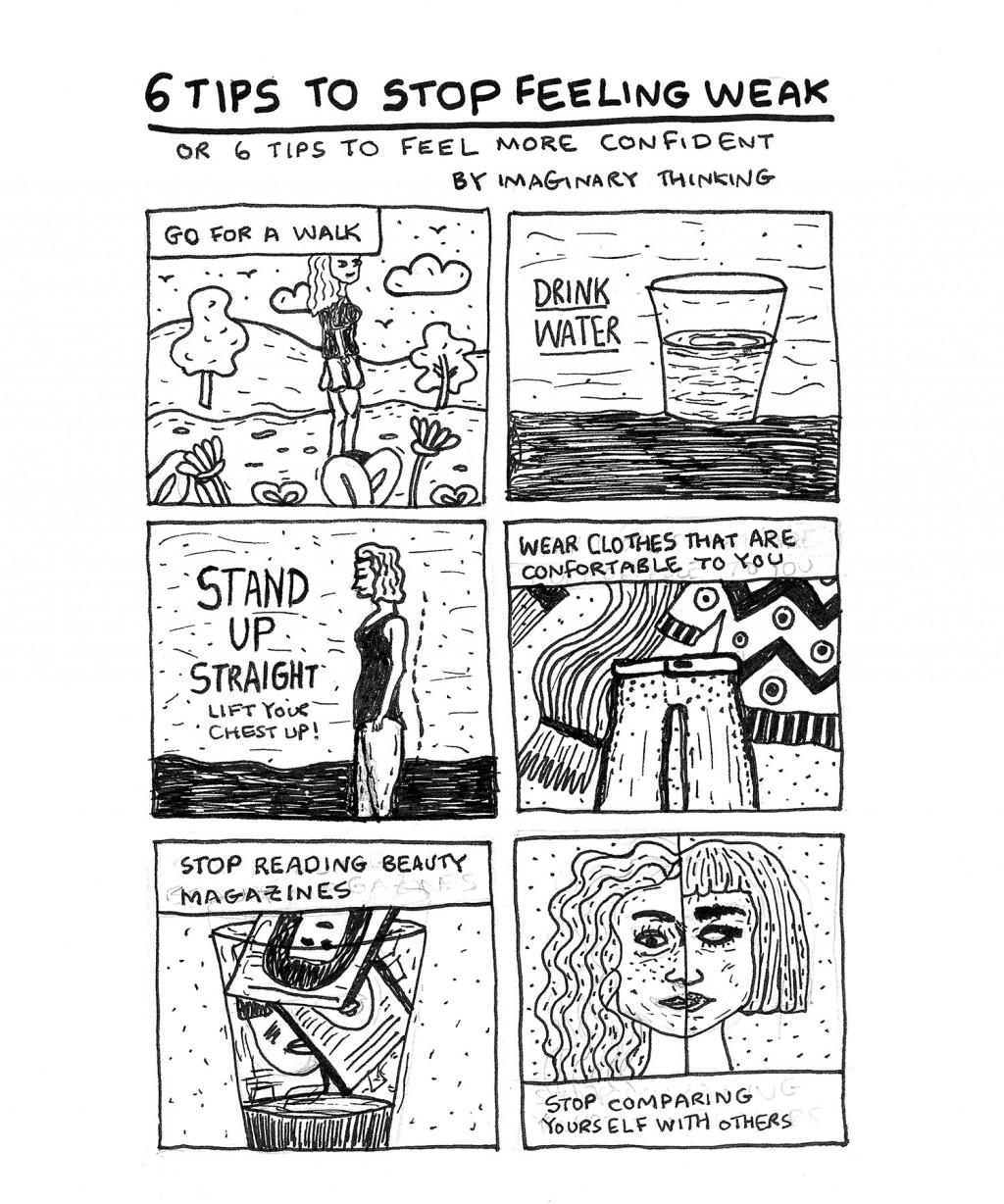6 Tips to Stop Feeling Weak drawing by Imaginary Thinking | Doodle Addicts