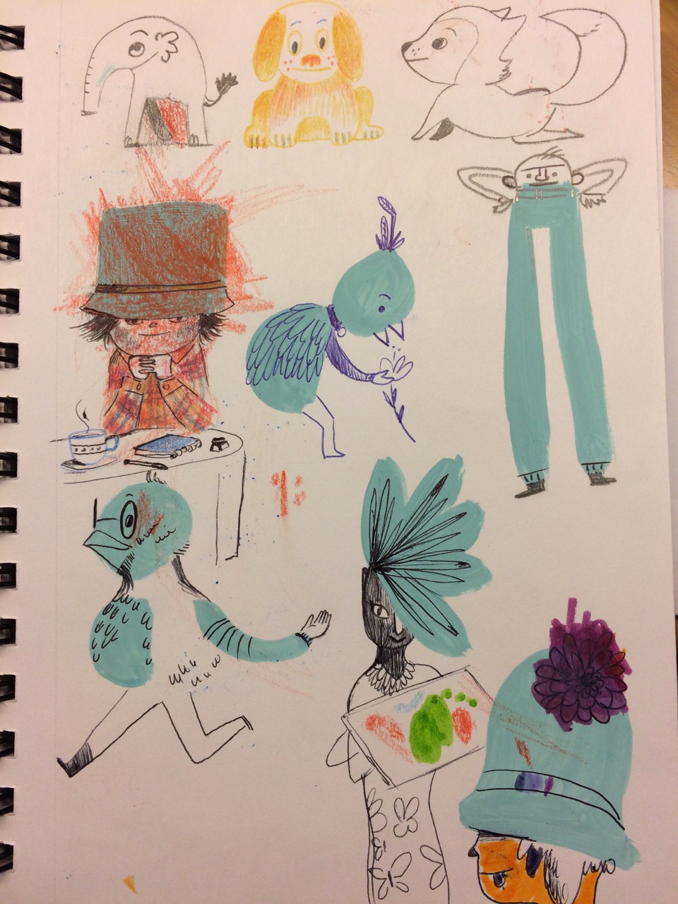 Drawing with my little Art Director drawing by Nancy Lemon | Doodle Addicts