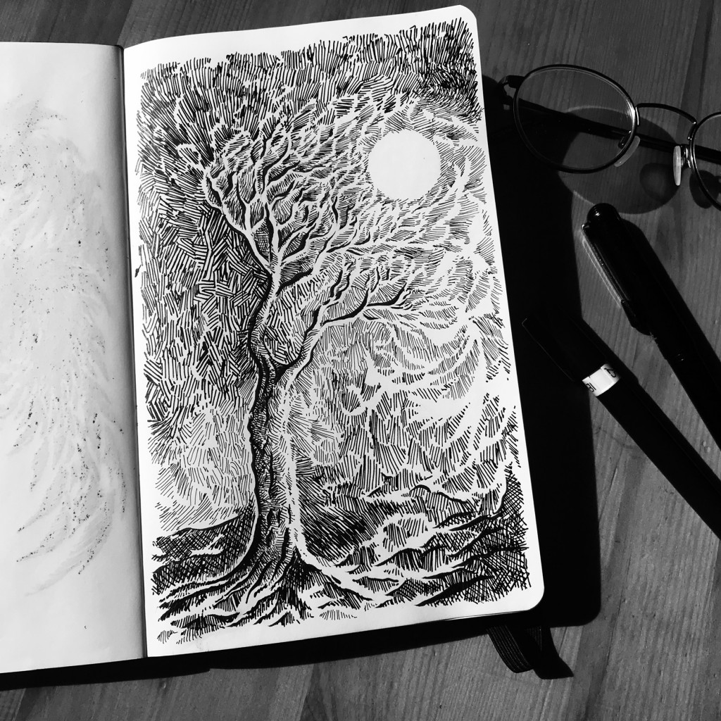 Random tree sketch drawing by Kimmo Oja | Doodle Addicts