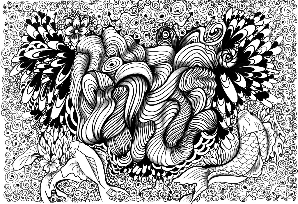 Koi Fish Zentangle doodles drawing by Celeste | Doodle Addicts