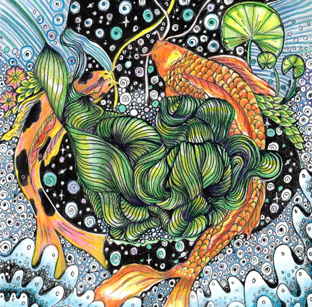 Koi Fish Curvy pen and ink drawing by Celeste | Doodle Addicts