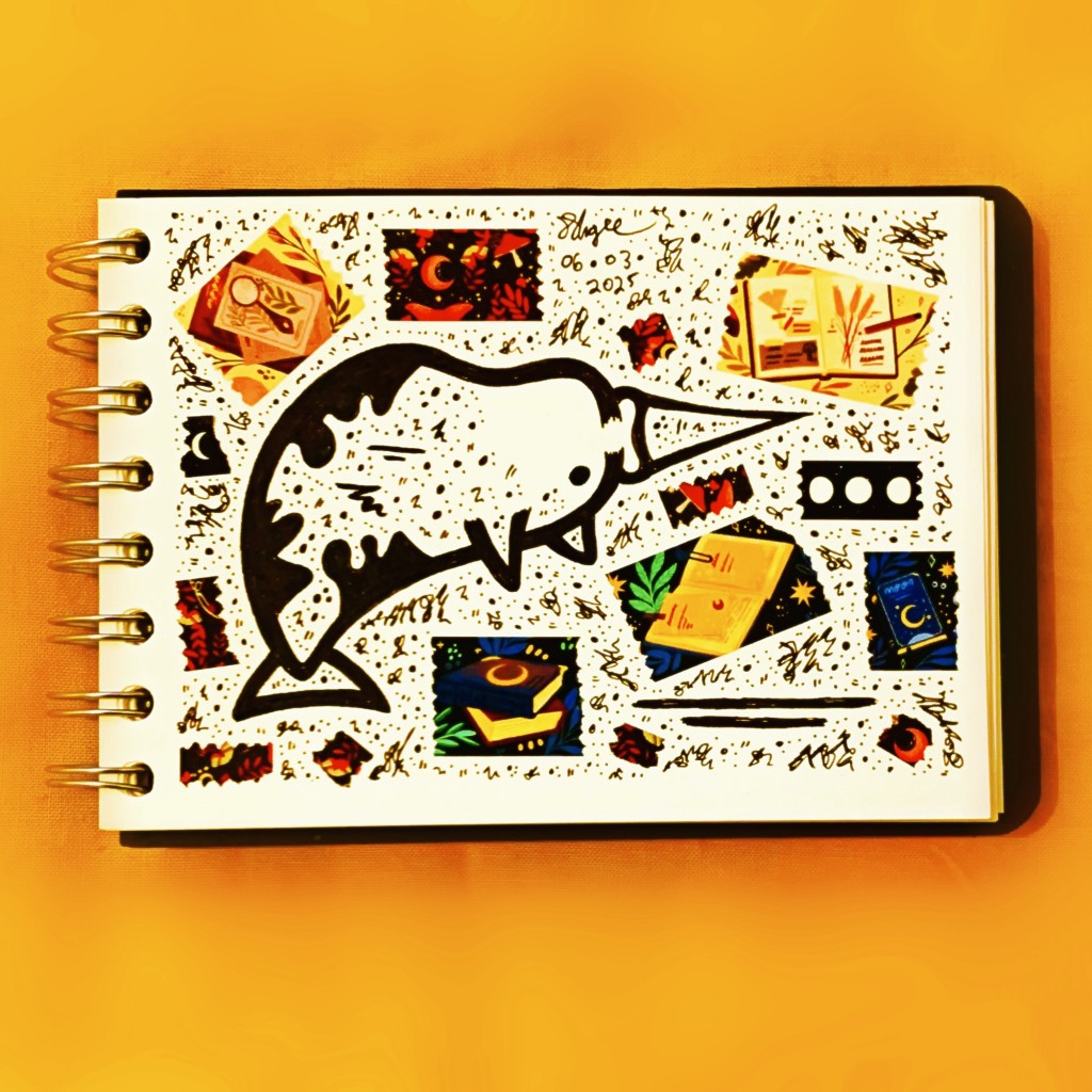 “Book Daze”, March 2025. drawing by Bleu Hope | Doodle Addicts