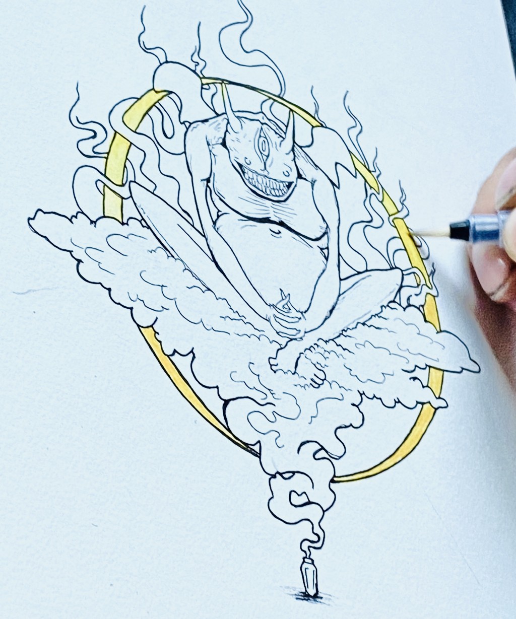 The imp in a bottle... drawing by Embracing nightmares | Doodle Addicts