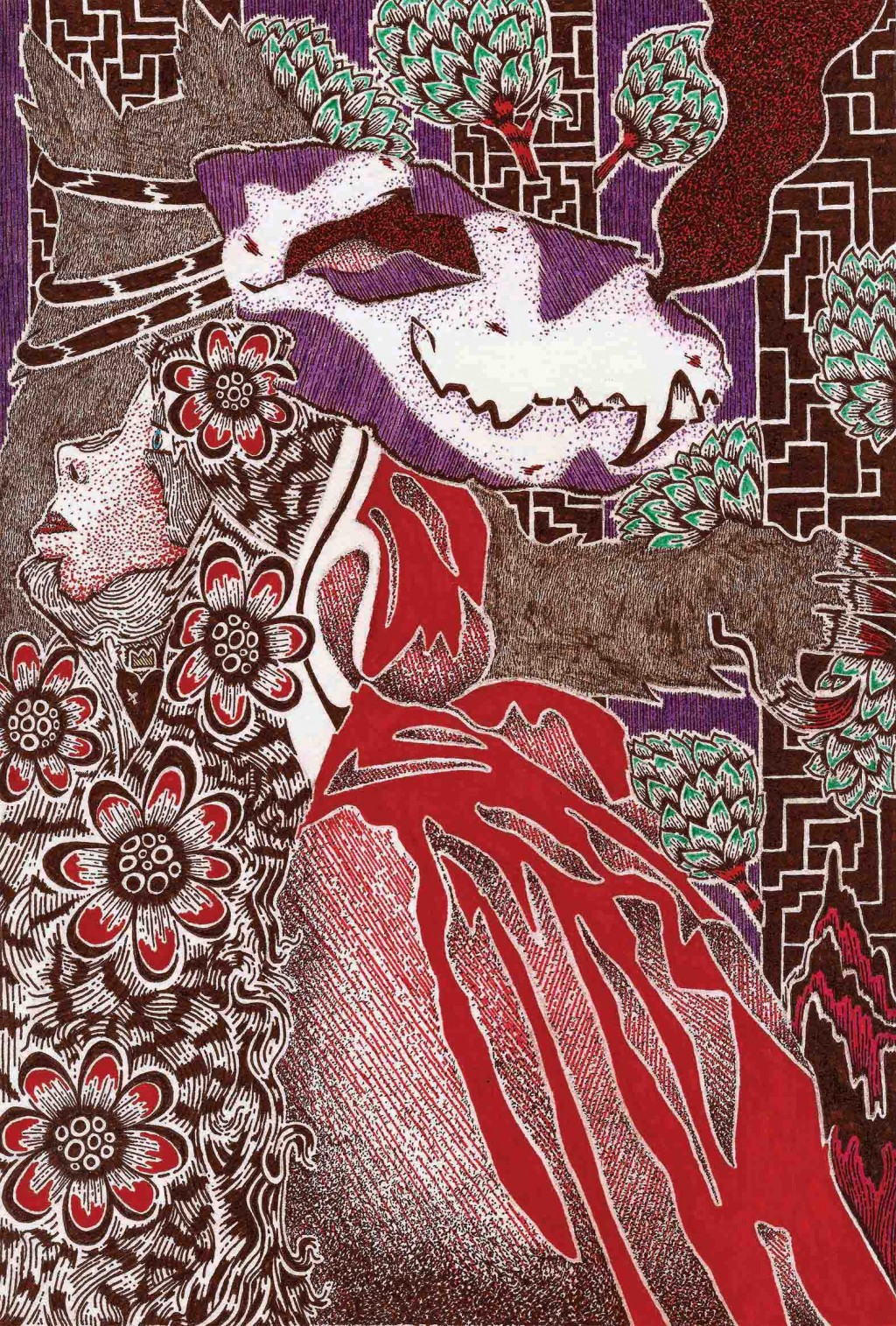 Red Meets Wolf drawing by Aaron Templeman | Doodle Addicts