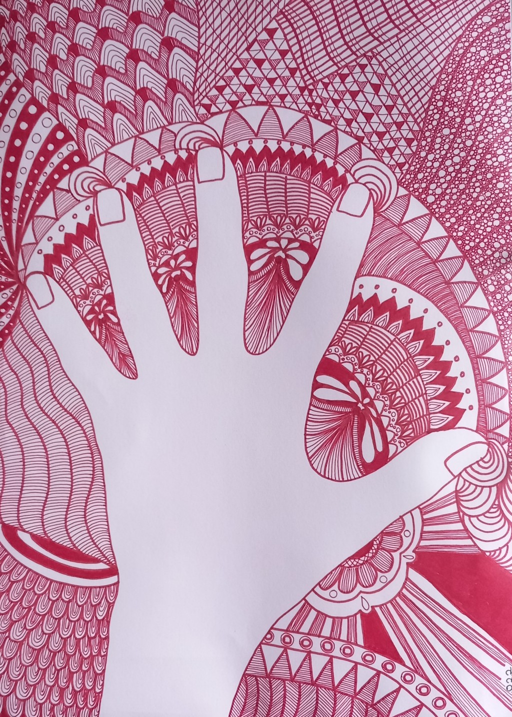 Red Hand drawing by Jasmin | Doodle Addicts