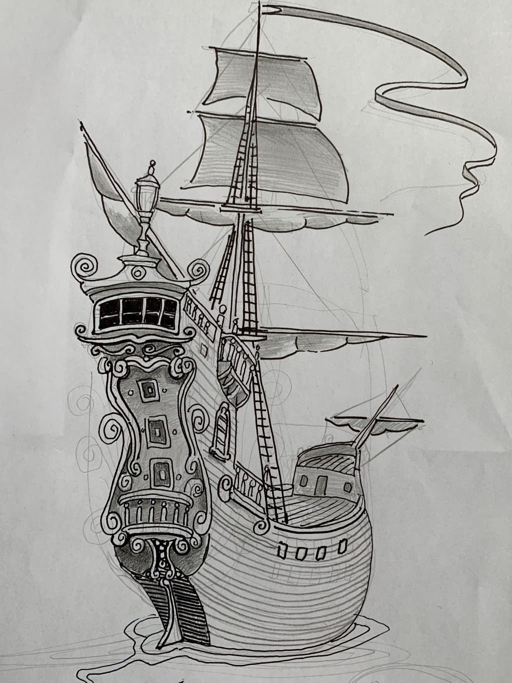 Galleon doodle sketch drawing by Matthew Watkins | Doodle Addicts
