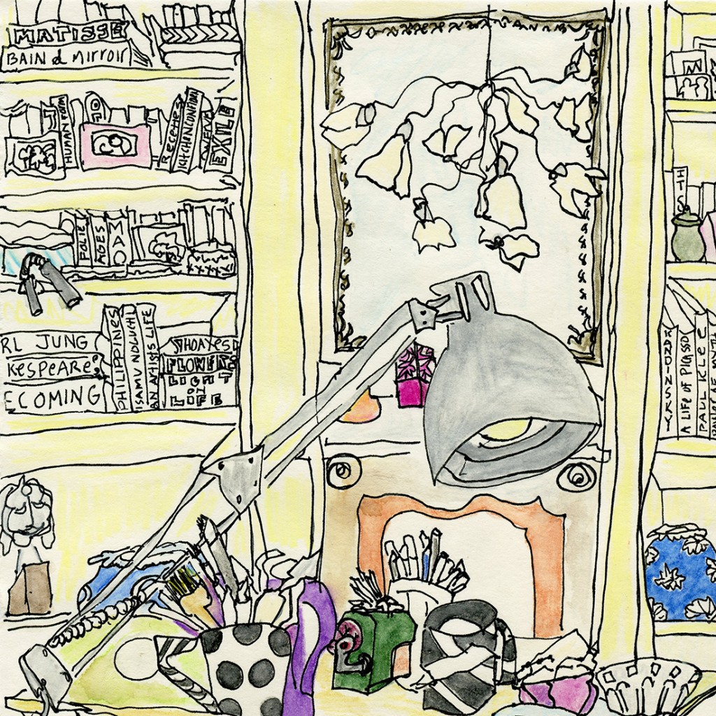 Work space drawing by Joanna M Gregores | Doodle Addicts
