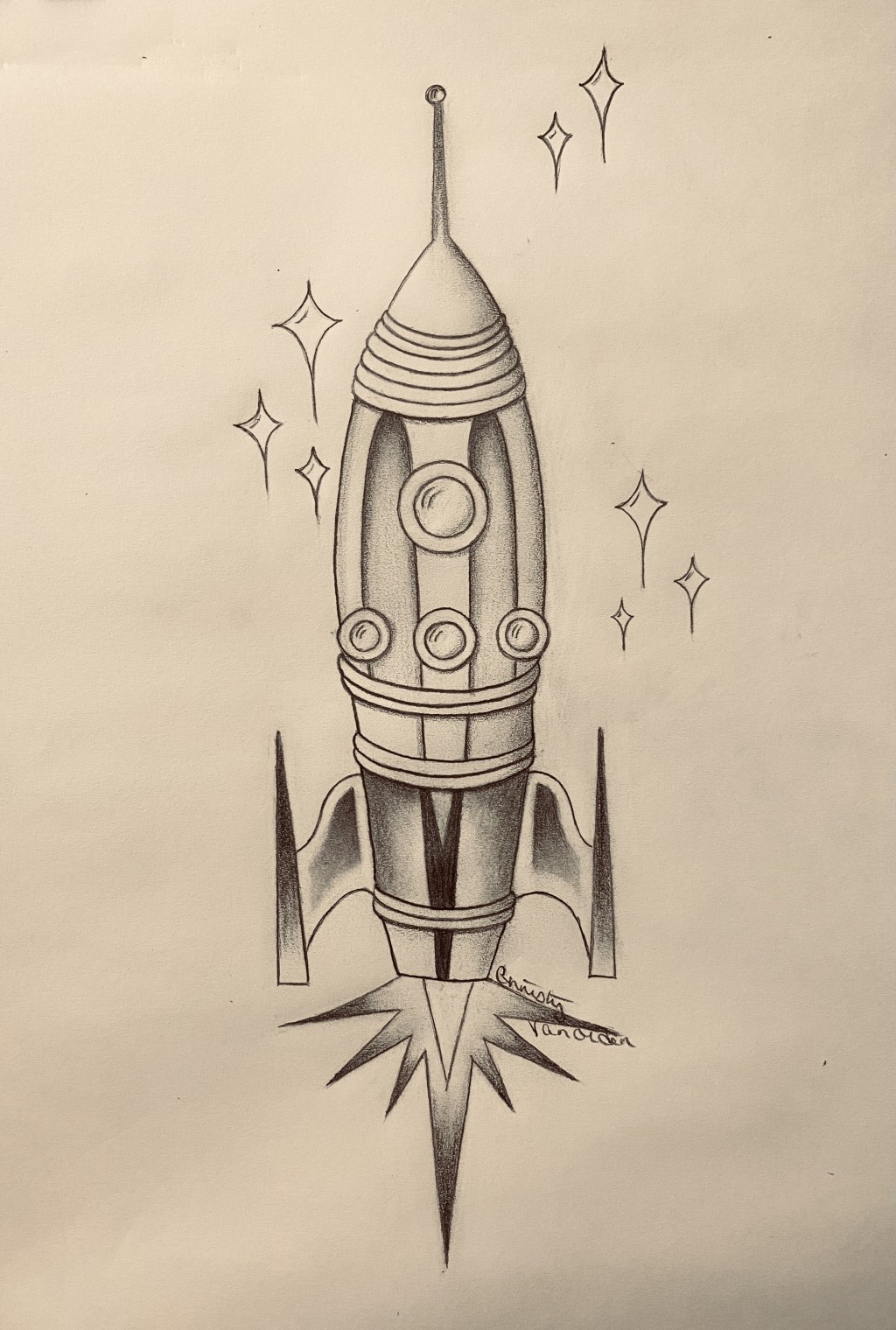 Rocket ship drawing by Christy Van Orden | Doodle Addicts