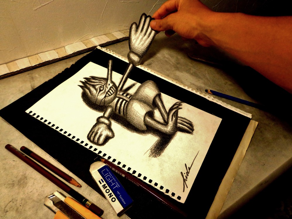 3D Drawing - Handshake drawing by Hideyuki Nagai | Doodle Addicts