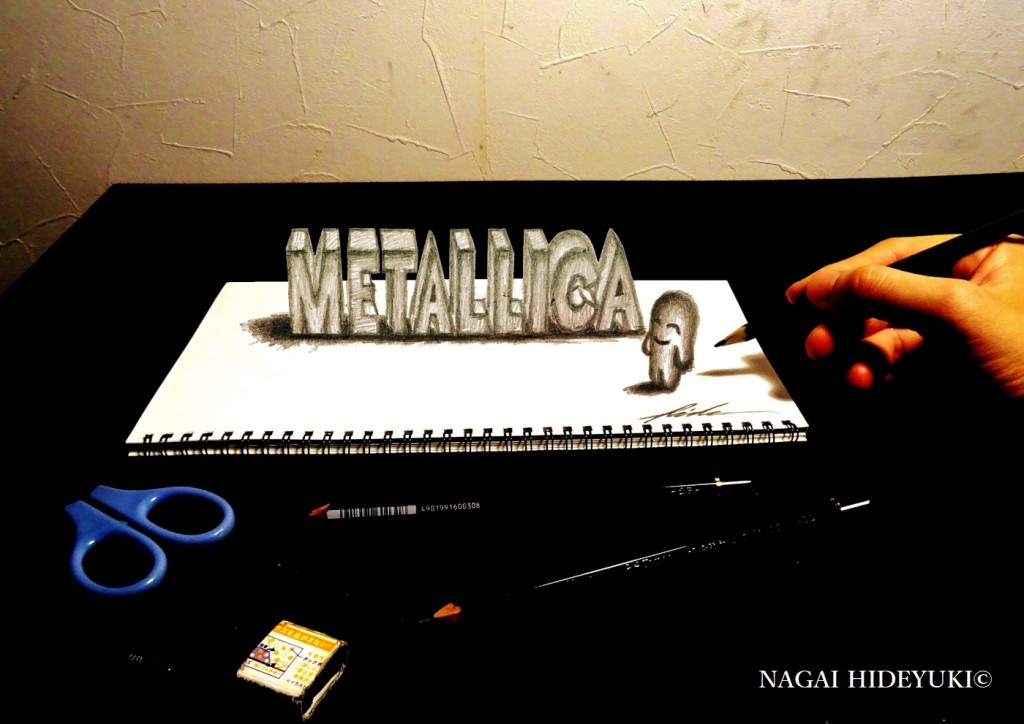 3D Drawing - Metallica drawing by Hideyuki Nagai | Doodle Addicts