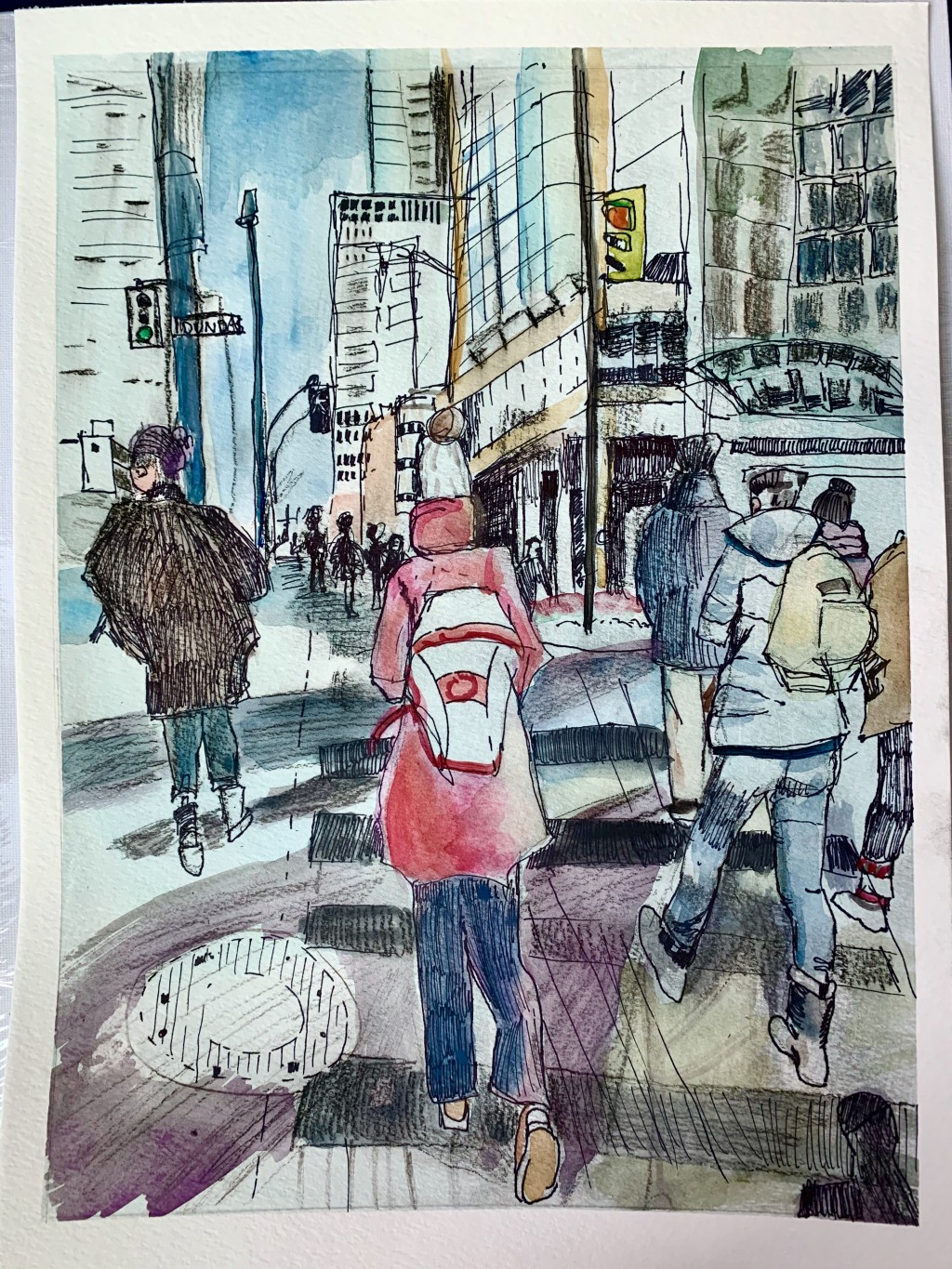 Girl with red coat drawing by Mariana H | Doodle Addicts