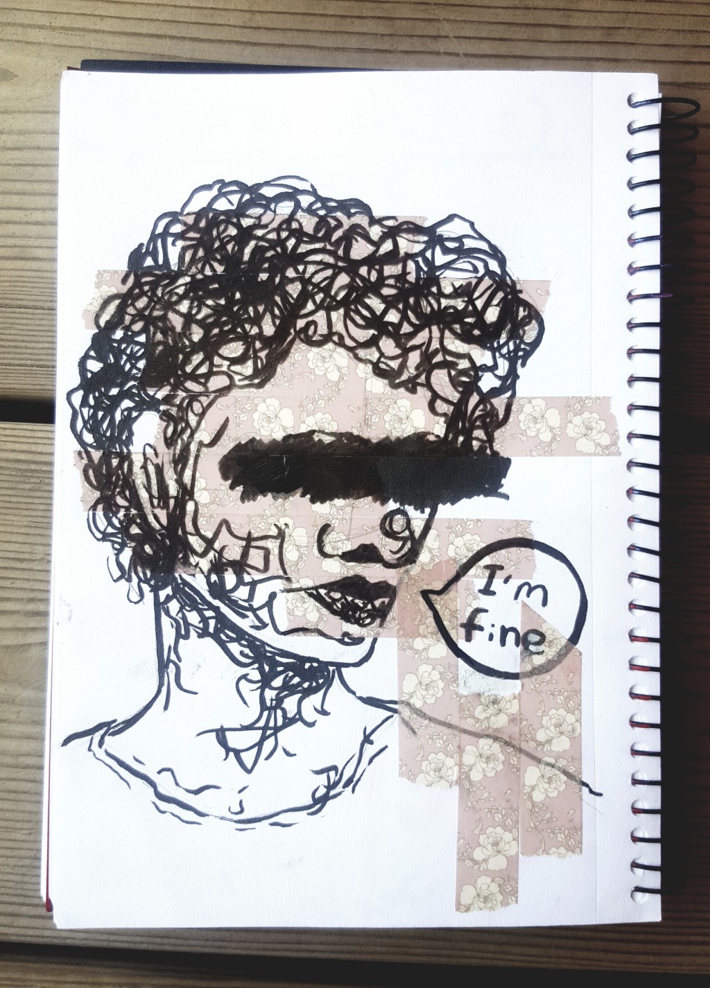 I'm fine drawing by Amit Ida | Doodle Addicts