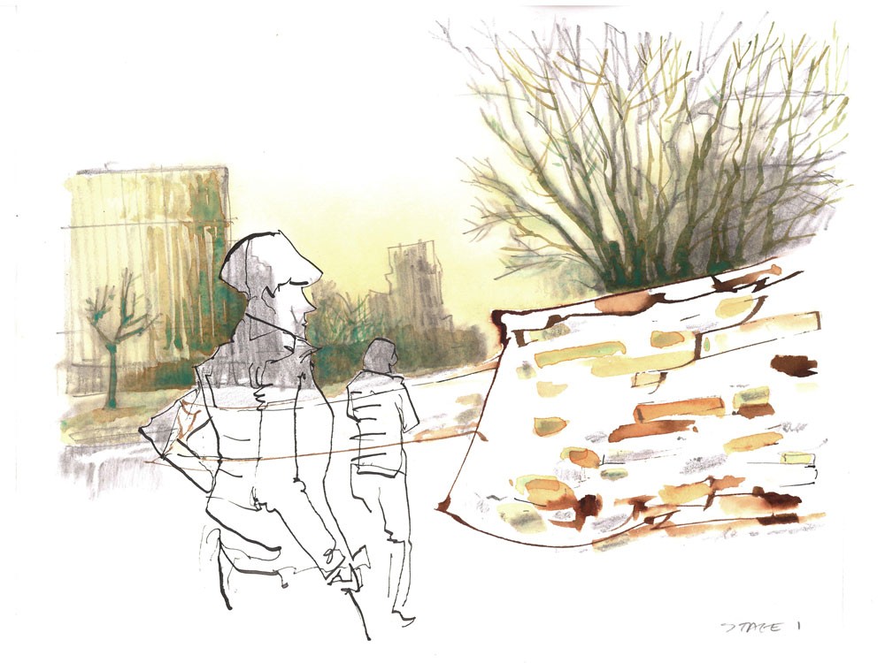 Stage One: Walking Wall drawing by David Terrill | Doodle Addicts