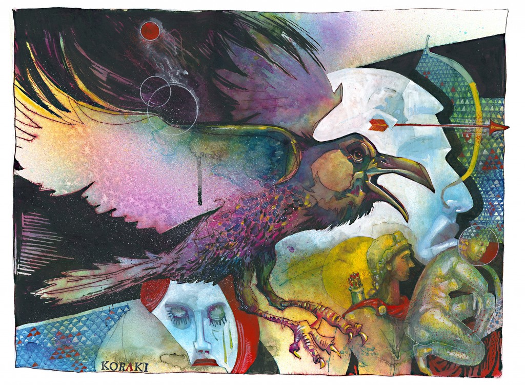 Myth of the Crow drawing by David Terrill | Doodle Addicts
