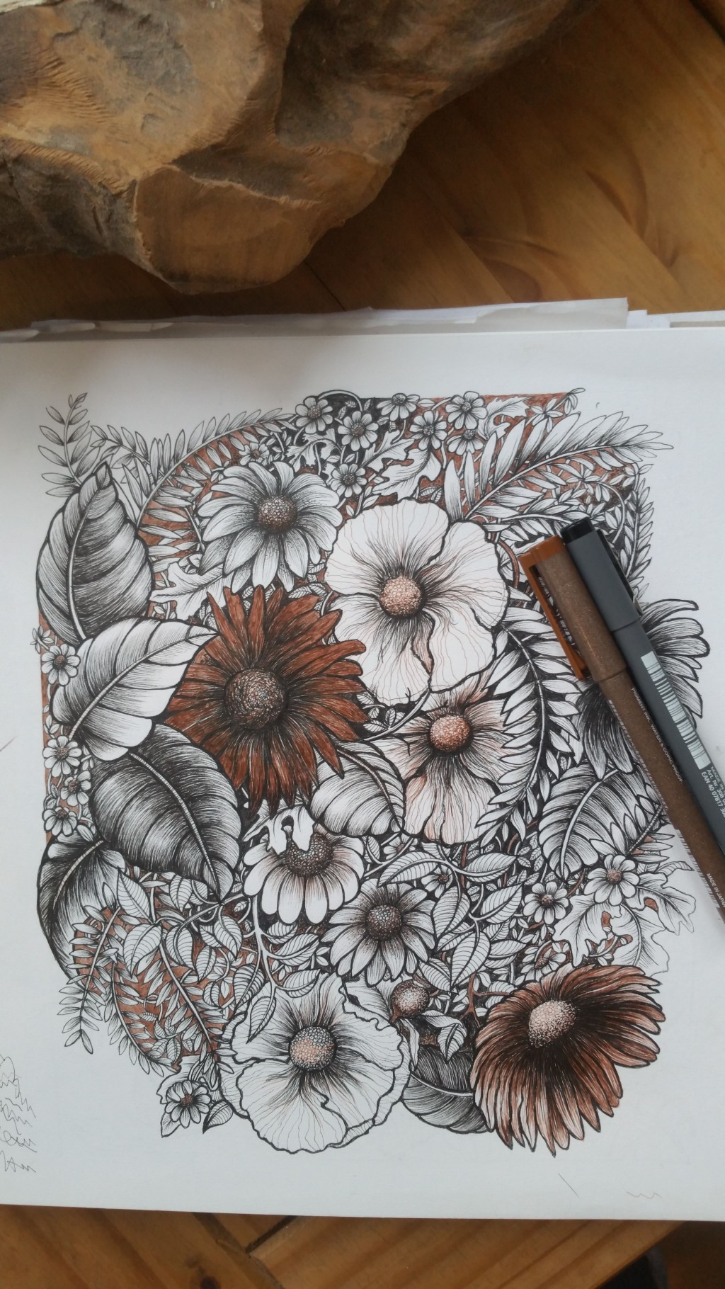 Experimenting with my new Sepia Fine Liners! drawing by Julia Hill ...