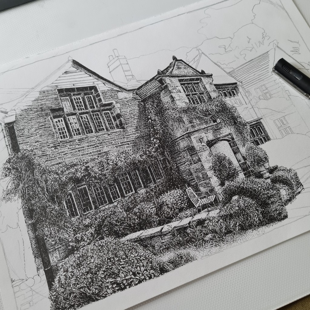 Holdsworth House, Yorkshire drawing by Julia Hill | Doodle Addicts