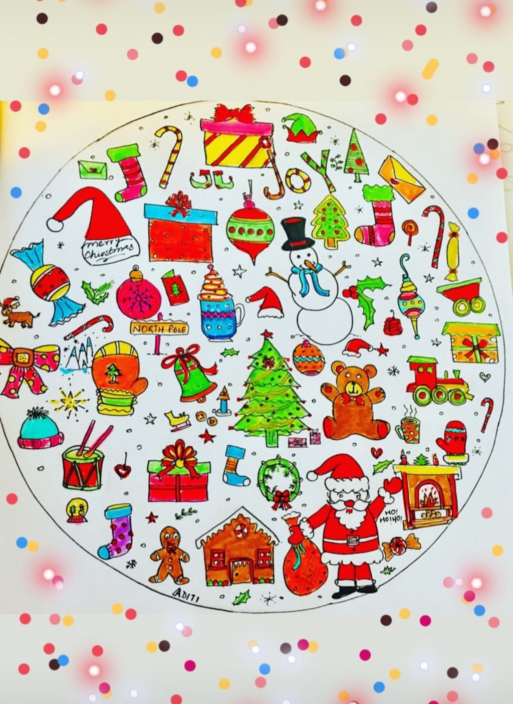 Christmas doodles drawing by Aditi | Doodle Addicts