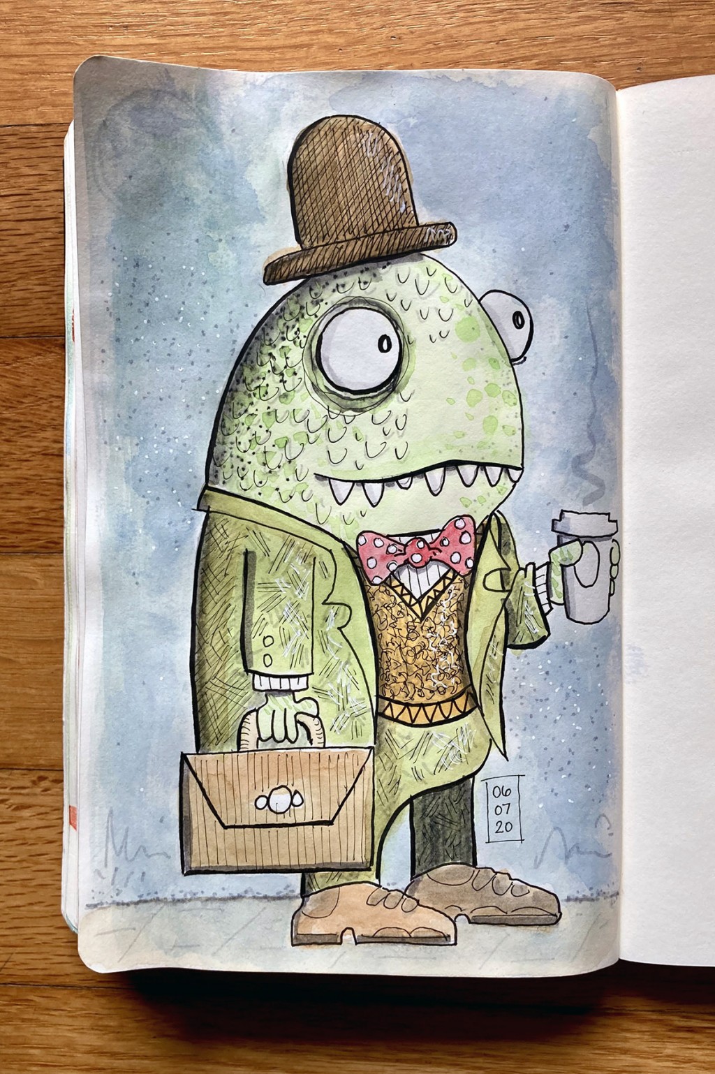 Monster with Coffee drawing by Darren Hester | Doodle Addicts