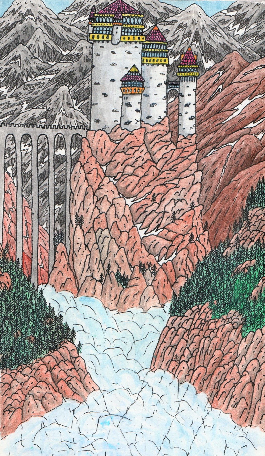 mountain retreat drawing by Kevin Loftus | Doodle Addicts