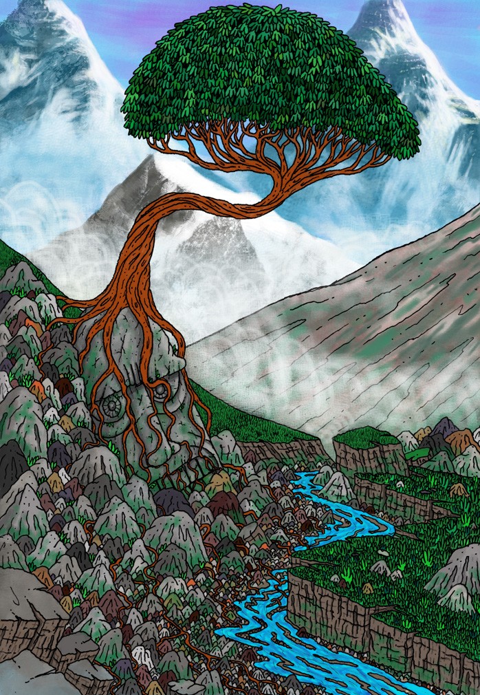 mountain stream drawing by Kevin Loftus | Doodle Addicts
