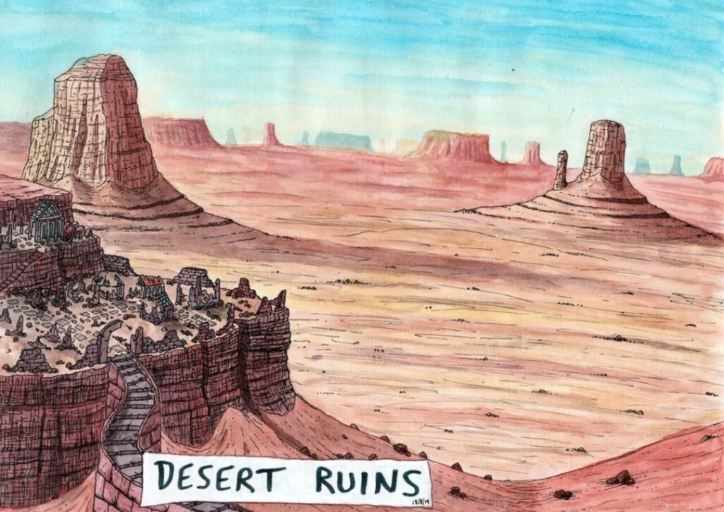 Desert Ruins drawing by Kevin Loftus | Doodle Addicts