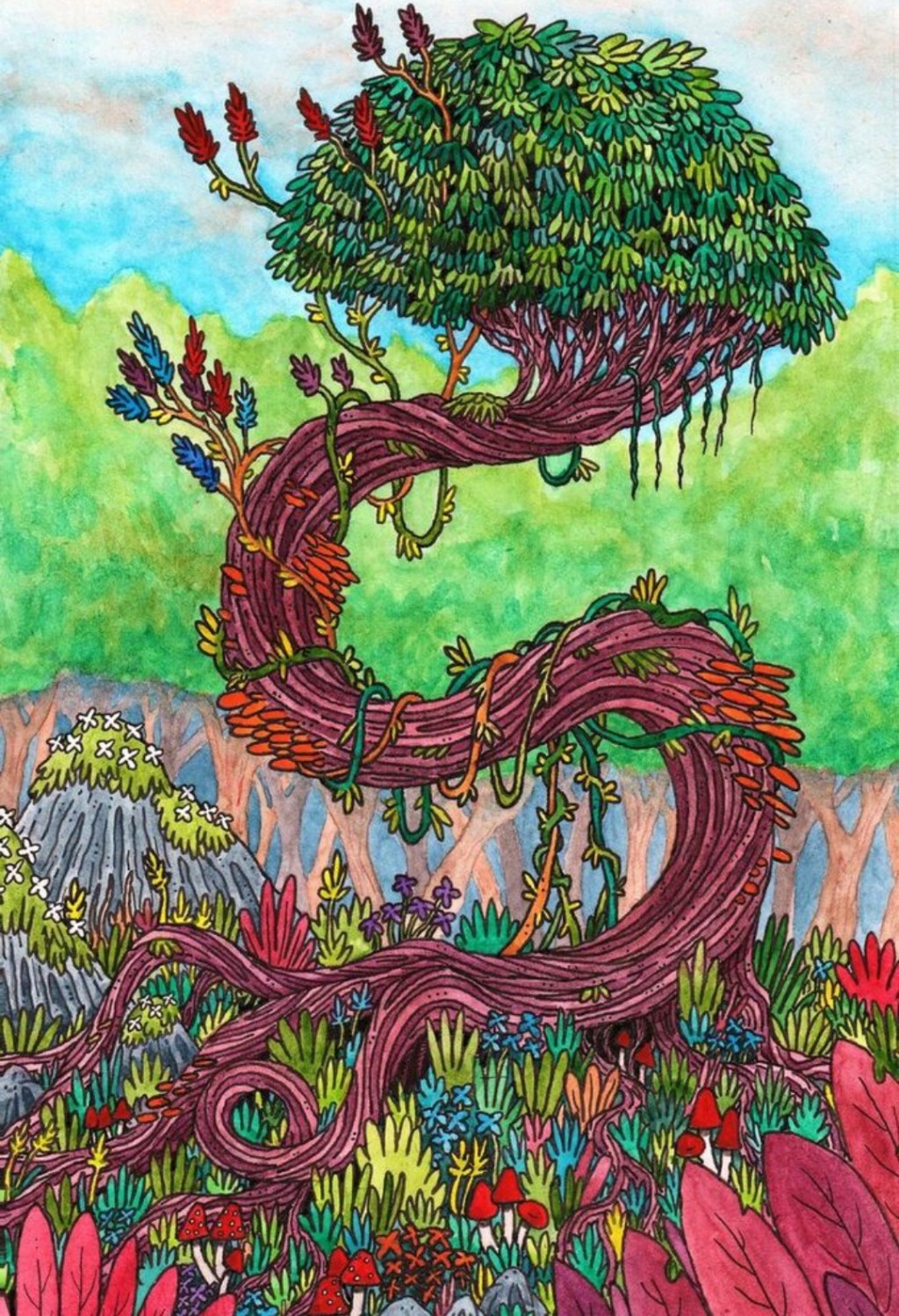 A gnarly tree drawing by Kevin Loftus | Doodle Addicts