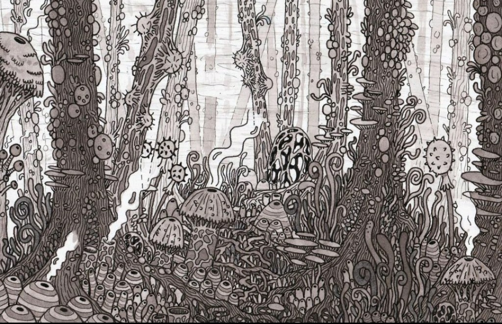 Toxic forest drawing by Kevin Loftus | Doodle Addicts