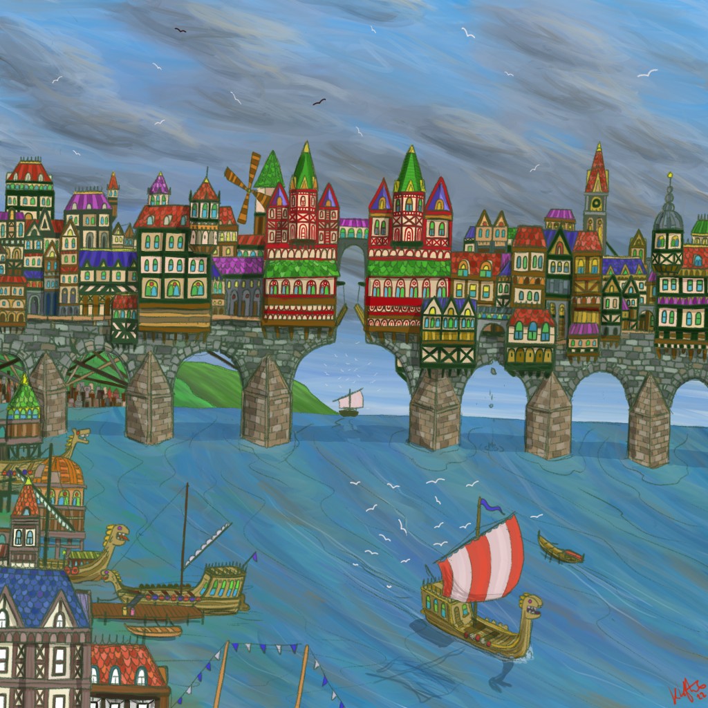 the old bridge drawing by Kevin Loftus | Doodle Addicts