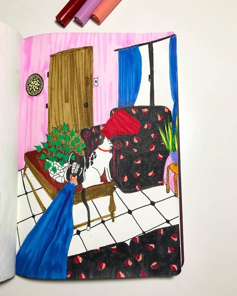 Feet on the table drawing by Priscilla Alvarado | Doodle Addicts