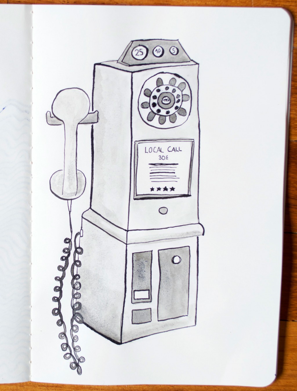 Inktober 15 - telephone drawing by Luisa Vidales Reina | Doodle Addicts