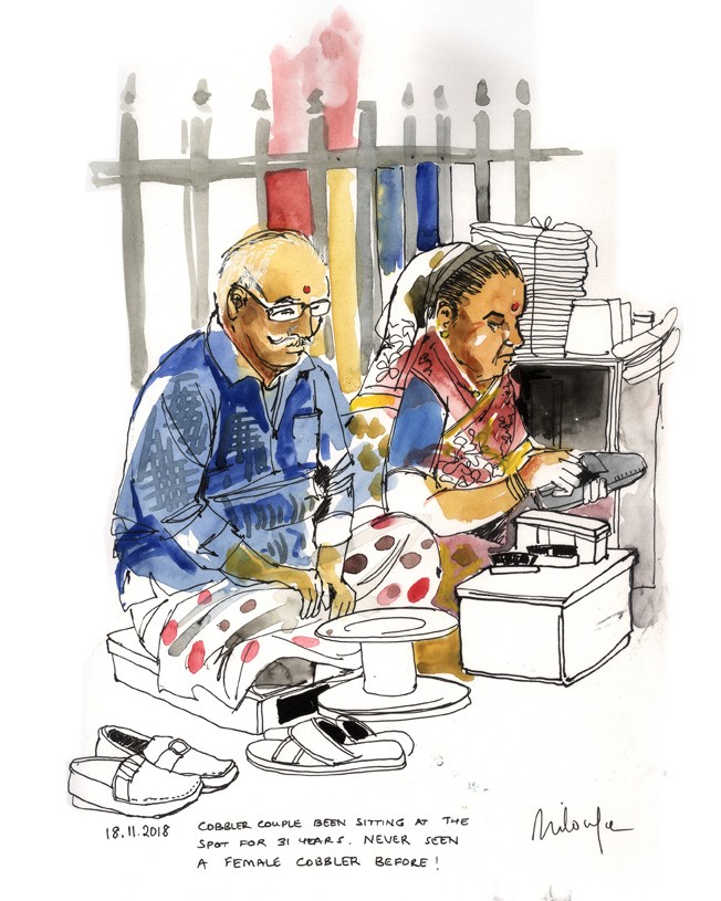 Cobblers drawing by Niloufer Wadia | Doodle Addicts
