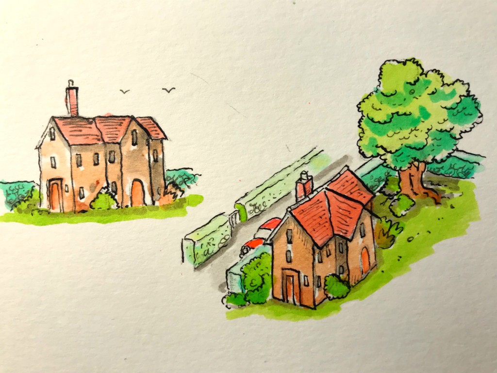 Village life drawing by Mark Shillaker | Doodle Addicts