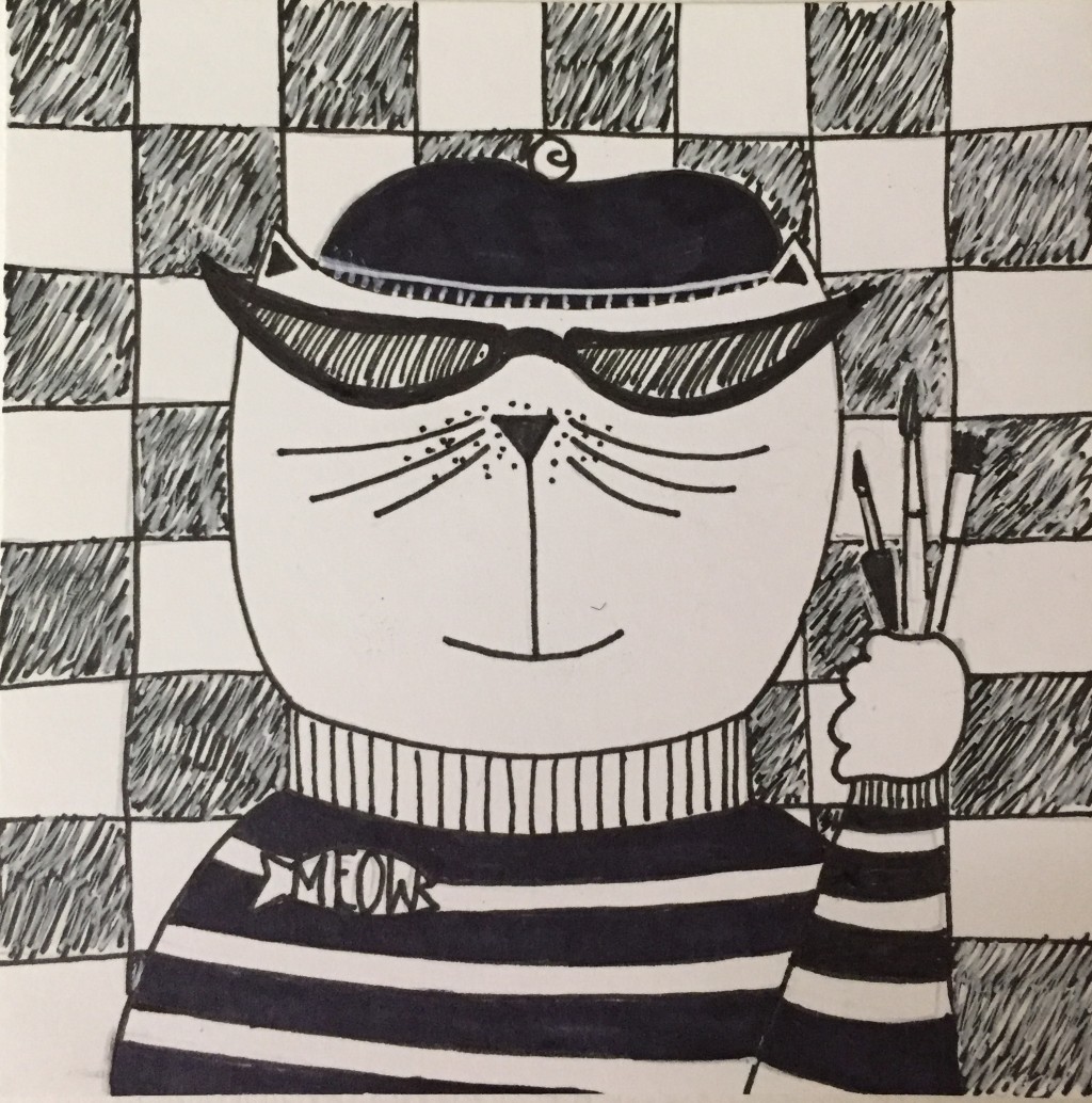Artsy Cat drawing by Shari Wolf | Doodle Addicts