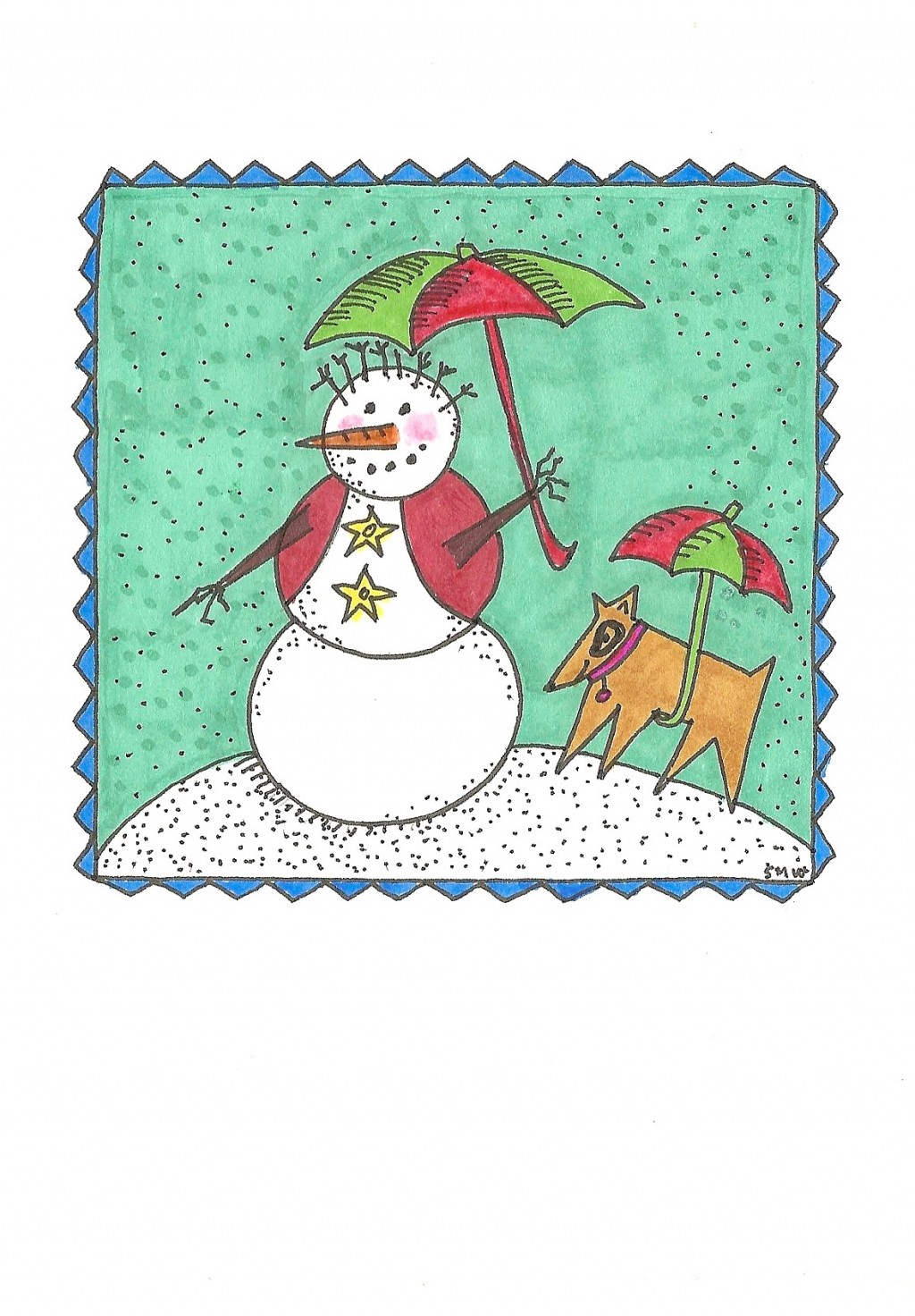 Mr. Snowman drawing by Shari Wolf | Doodle Addicts